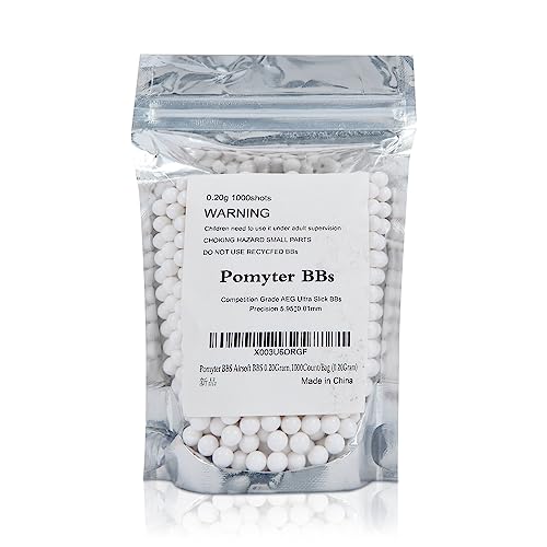Pomyter BBS Airsoft BBS 0.20Gram,Biodegradable Airsoft BBS,Premium-Grade 6mm Airsoft BBS Ammo,1000Count/Bag (0.20Gram)