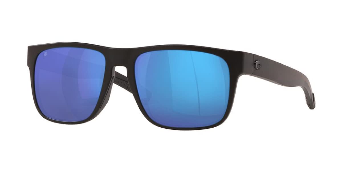 Costa Del Mar Spearo 6S9008 900812 56MM 01 Blackout/Blue Mirror 580G Glass Square Sunglasses for Men + BUNDLE With Designer iWear Eyewear Kit