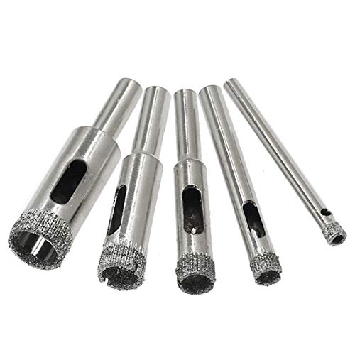 Diamond Drill Bits, PHITUODA 5pcs Diamond Hole Saw Glass Hole Saw Tile Hole Saw Hollow Core Drill Bit for Glass, Marble, Ceramic, Granite, 5/32" to 1/2", 4-13mm