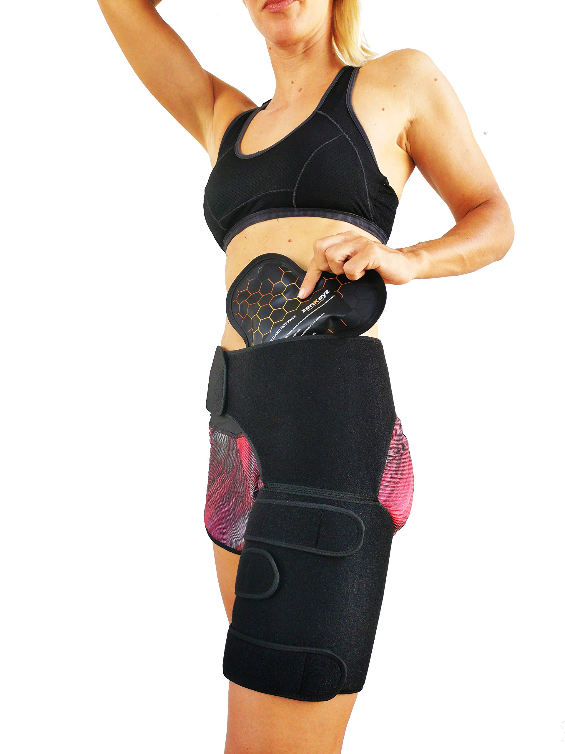 Copper Compression Hip Brace - Groin Wrap for Pain Relief Thigh Compression Sleeve - Support for Hip Flexor Arthritis for Pulled Muscles-Sciatica Nerve Brace Injury for Men and Women (Right Leg)