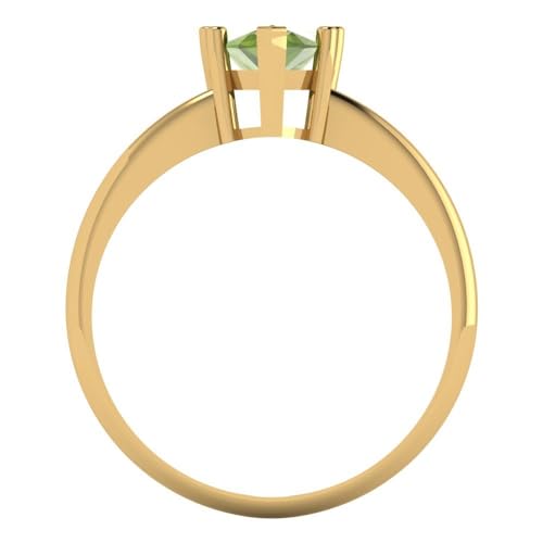 Clara Pucci 2.0 ct Pear Cut Solitaire Genuine Natural Green Peridot Engagement Wedding Bridal Promise Anniversary Ring 14k Yellow Gold
