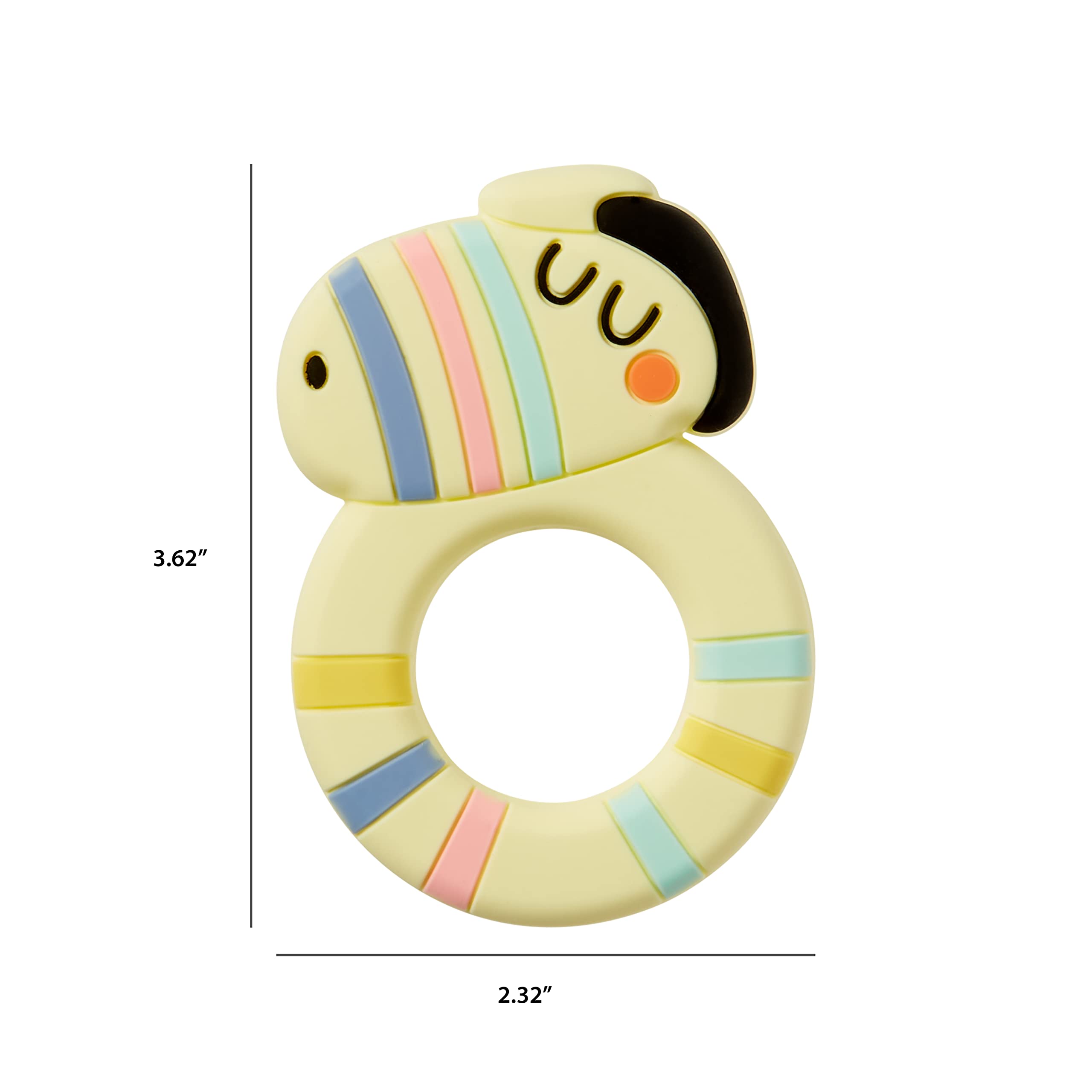 C.R. Gibson BTEE-23954 Zebra 100% Food Grade Silicone Teether for Babies, 2.3" W x 2.4" L, Multicolor