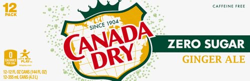 Canada Dry Zero Sugar Ginger Ale Soda, 12 fl oz cans (Pack of 12)