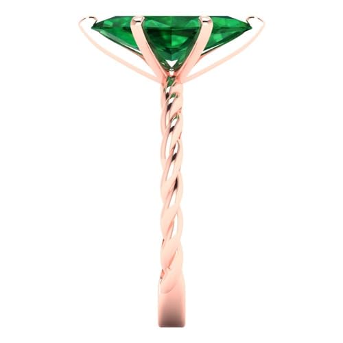 Clara Pucci 2ct Marquise Cut Solitaire Rope Twisted Knot Simulated Emerald Engagement Bridal Promise Anniversary Ring 18K Rose Gold 6.25