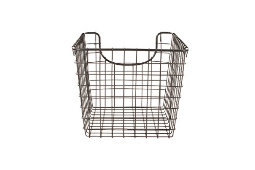 Spectrum Diversified Scoop Wire Basket, Vintage-Inspired Steel Storage Solution for Kitchen, Pantry, Closet, Bathroom, Craft Room & Garage, Small, Industrial Gray