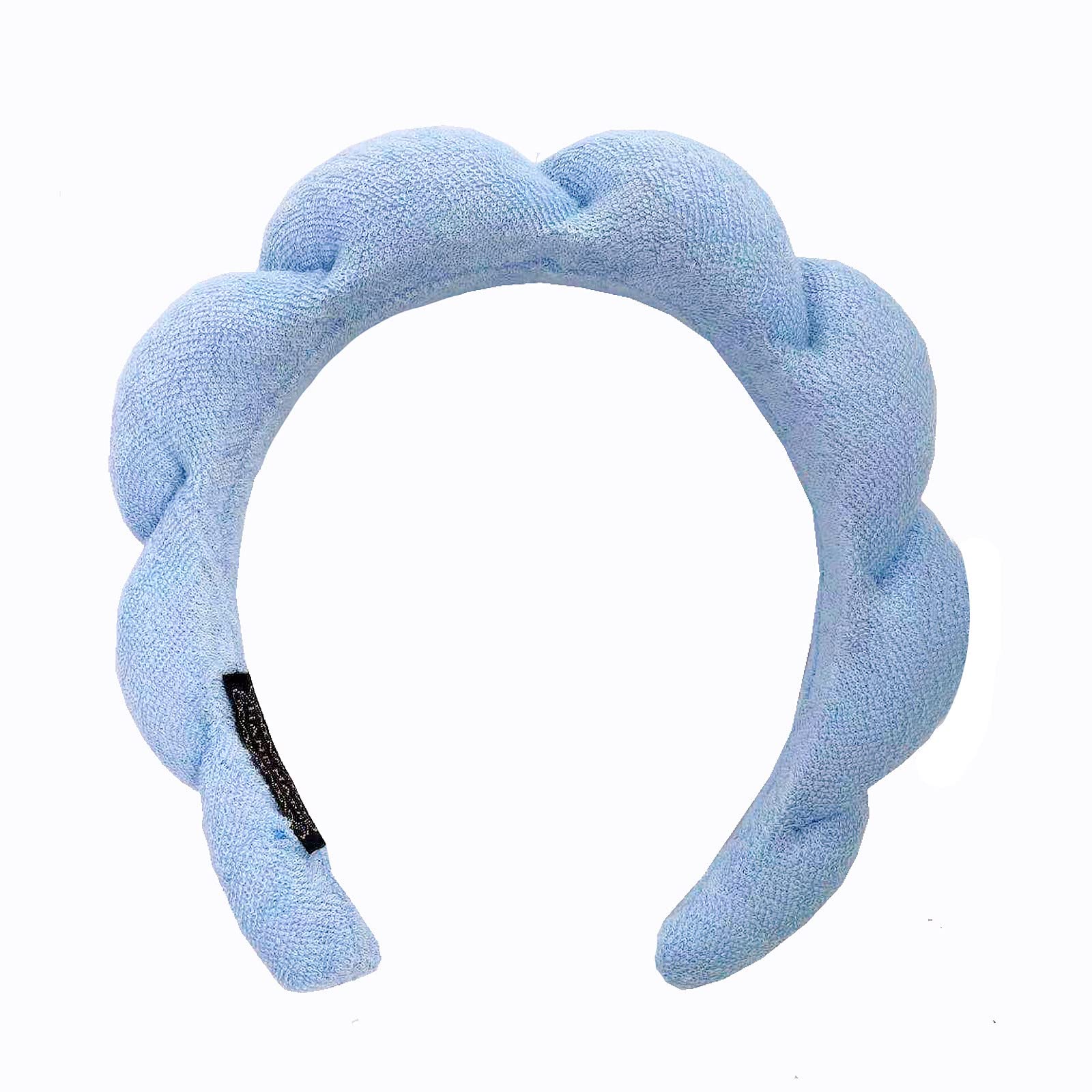 COMMINY Spa Headband for Washing Face,Sponge Soft Makeup Face Wash Headband,Terry Cloth Skincare Puffy Headbands for Women(Blue)