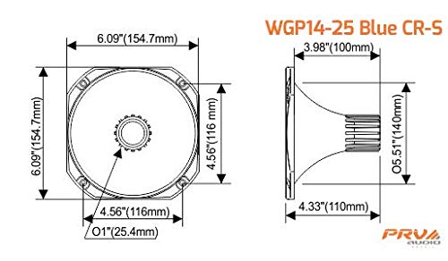 PRV AUDIO WGP14-25 White-S - 1” Exit Horn Screw-On Waveguide - White Short ABS Wave Guide - 45° x 45° Nominal Coverage - Slim Profile Waveguide (Single)