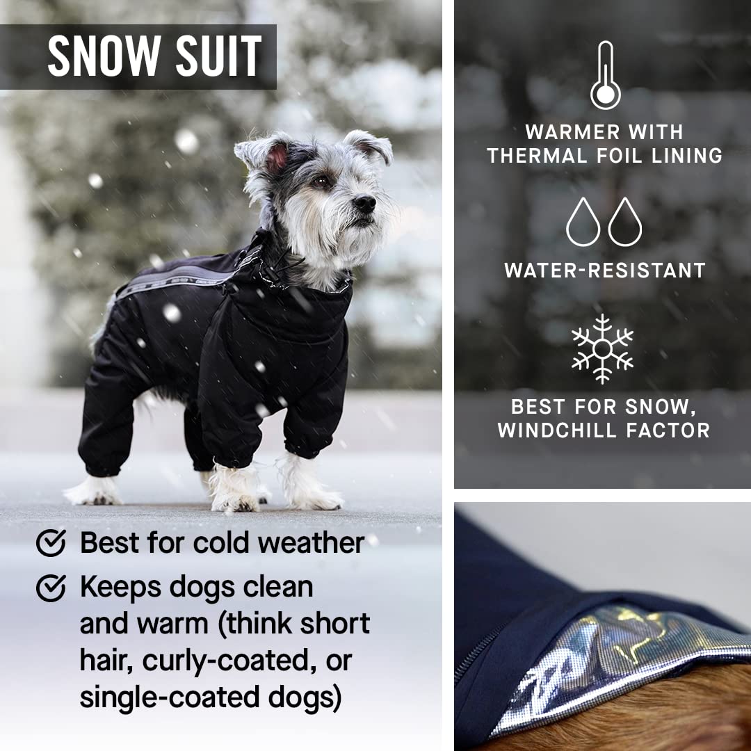 Canada Pooch Dog Snowsuit Thermal Dog Snow Jacket with Full Body Coverage Water-Resistant Easy On Dog Outdoor Onesie Warm Dog Bodysuit Pet Clothes - Black/Size 18