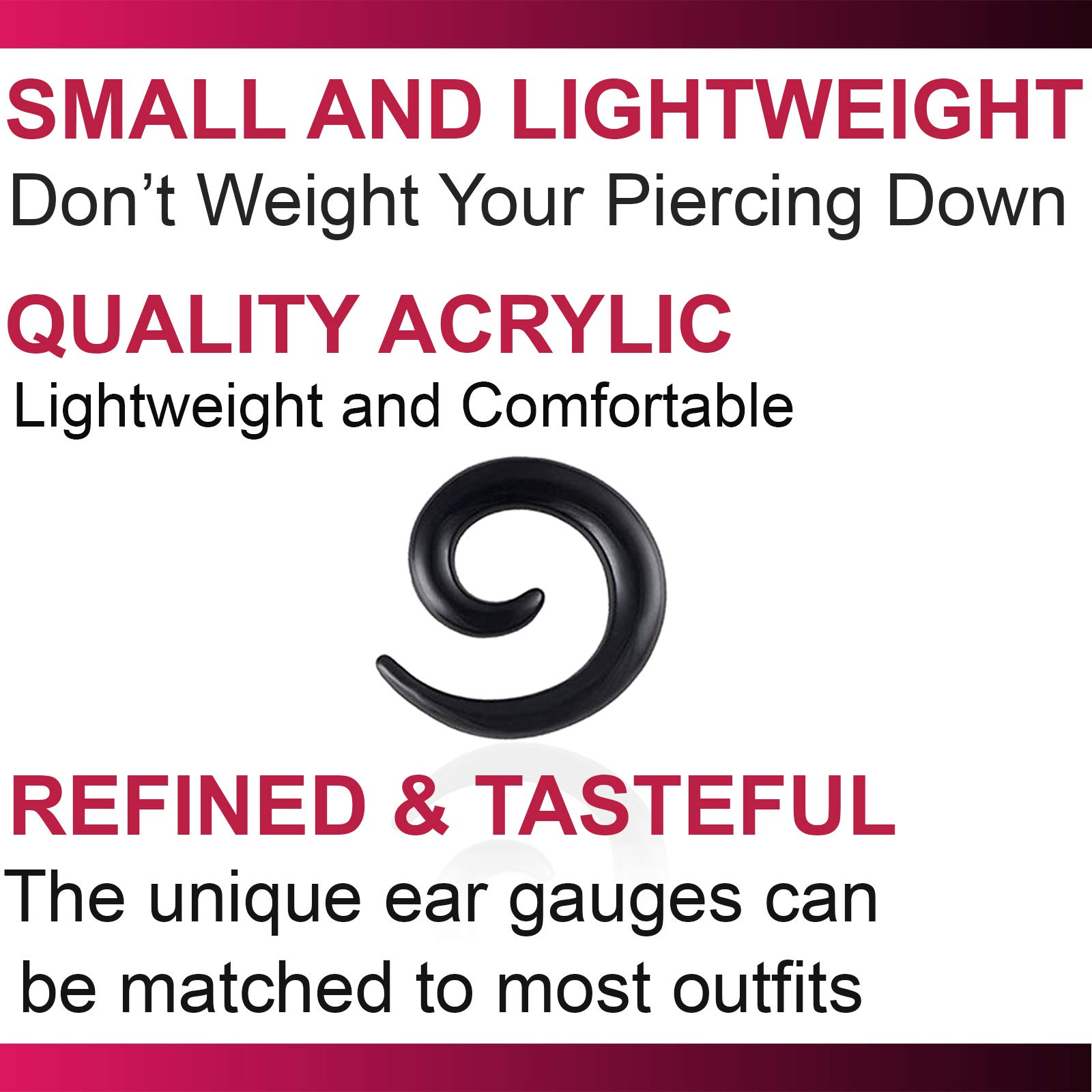 bodyjewellery 6G 6 gauge 4mm Black Acrylic Ear Plugs Spirals ABIY Ear s Stretching Piercing 2Pcs