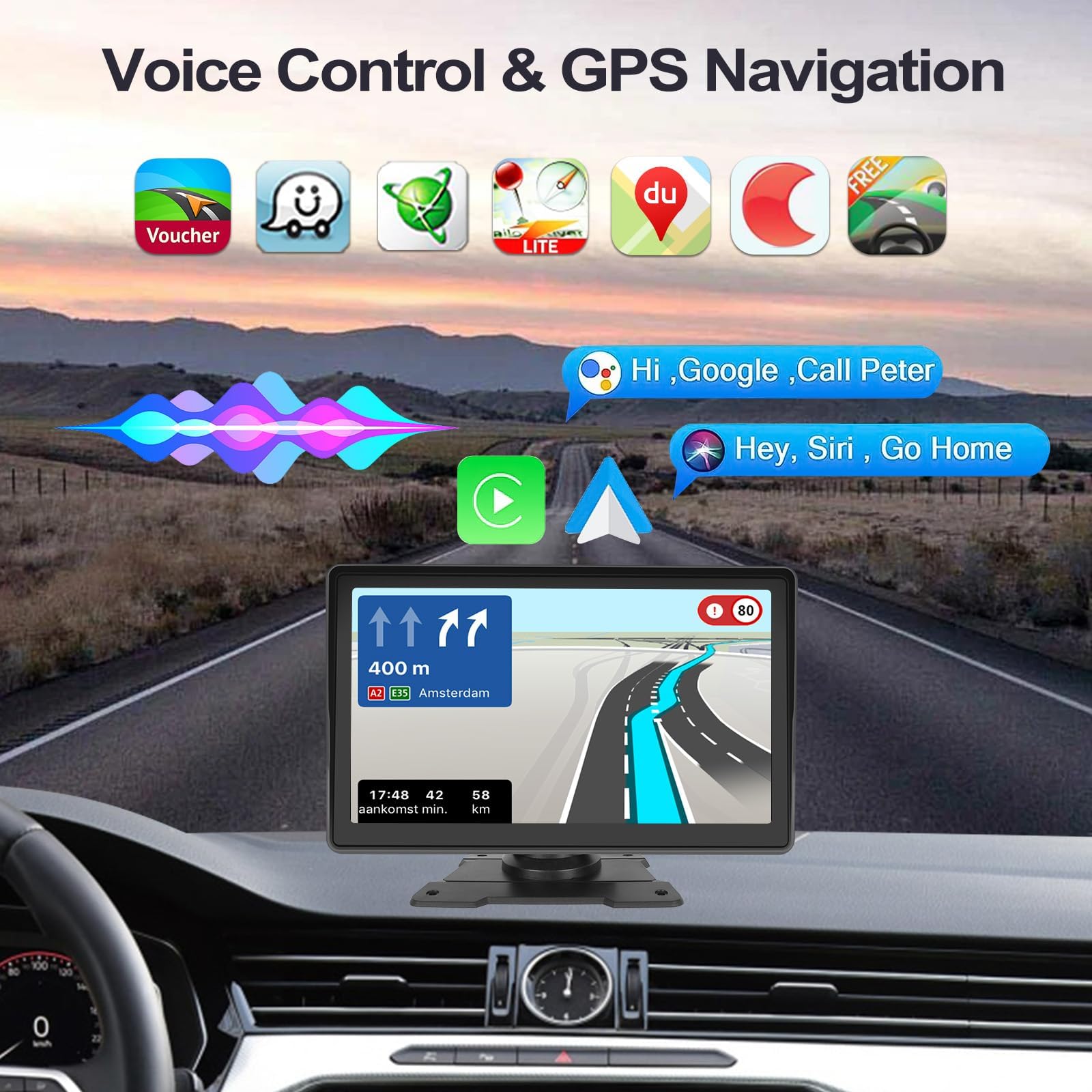 Camecho Wireless Carplay & Android Auto, 7 Inch Touchscreen Automatic Multimedia Player, Car Stereo with Mirror Link/Siri/Car Play GPS Navigation/FM/Bluetooth/Navigation Screen for All Vehicles