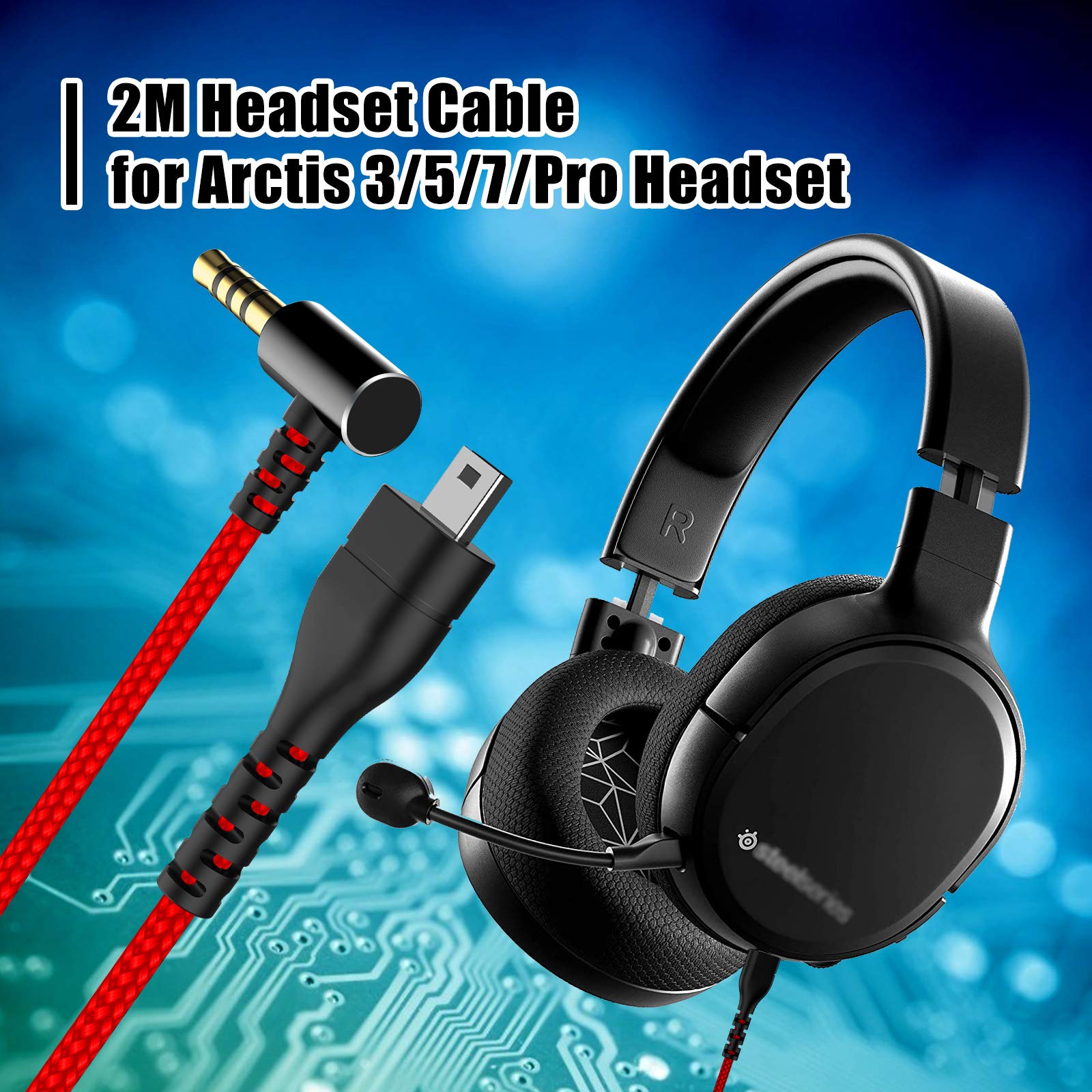Tonmom Replacement for Arctis Headset Cord, Audio Cable for SteelSeries Arctis 7, Arctis 5, Arctis 3, Arctis Pro Wireless, Arctis Pro Gaming Headsets Cable, 6.5 Feet/2.0 M Nylon Braided Wire-Red
