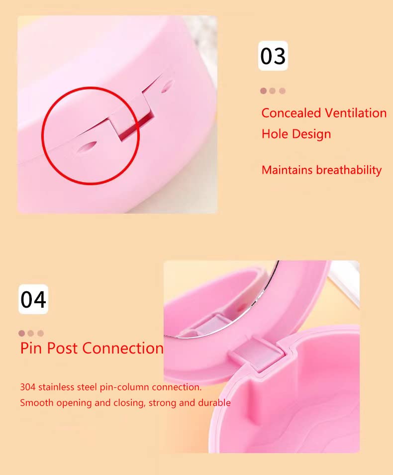 Denture Bath Box Retainer Cleaning Box with Mirror Magnetic Close&Open for Retainers, Night Guard & Dentures Aligner Removal Tool 2Pack (Pink&White)