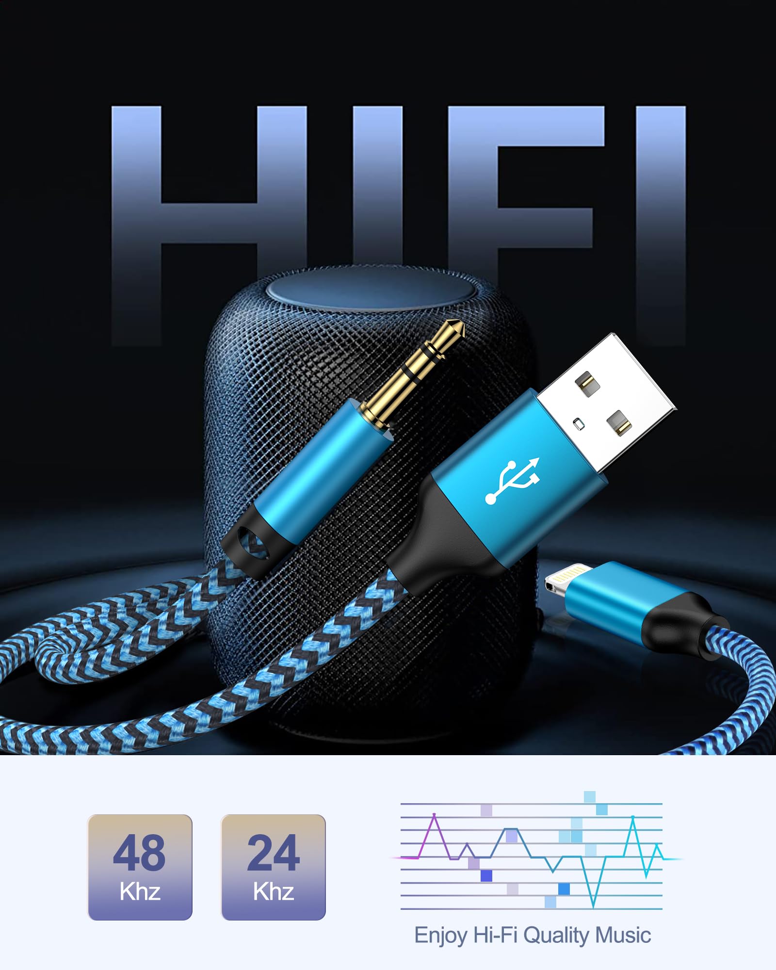 Car Aux Cord for iPhone, Lightning to 3.5mm Male Audio 2-in-1 MFI Certified 4ft Auxiliar & Charging Cable for Car/Home Stereo Speaker Headphone Compatible with iPhone 14 13 12 11 Pro Max XR X 8 Plus