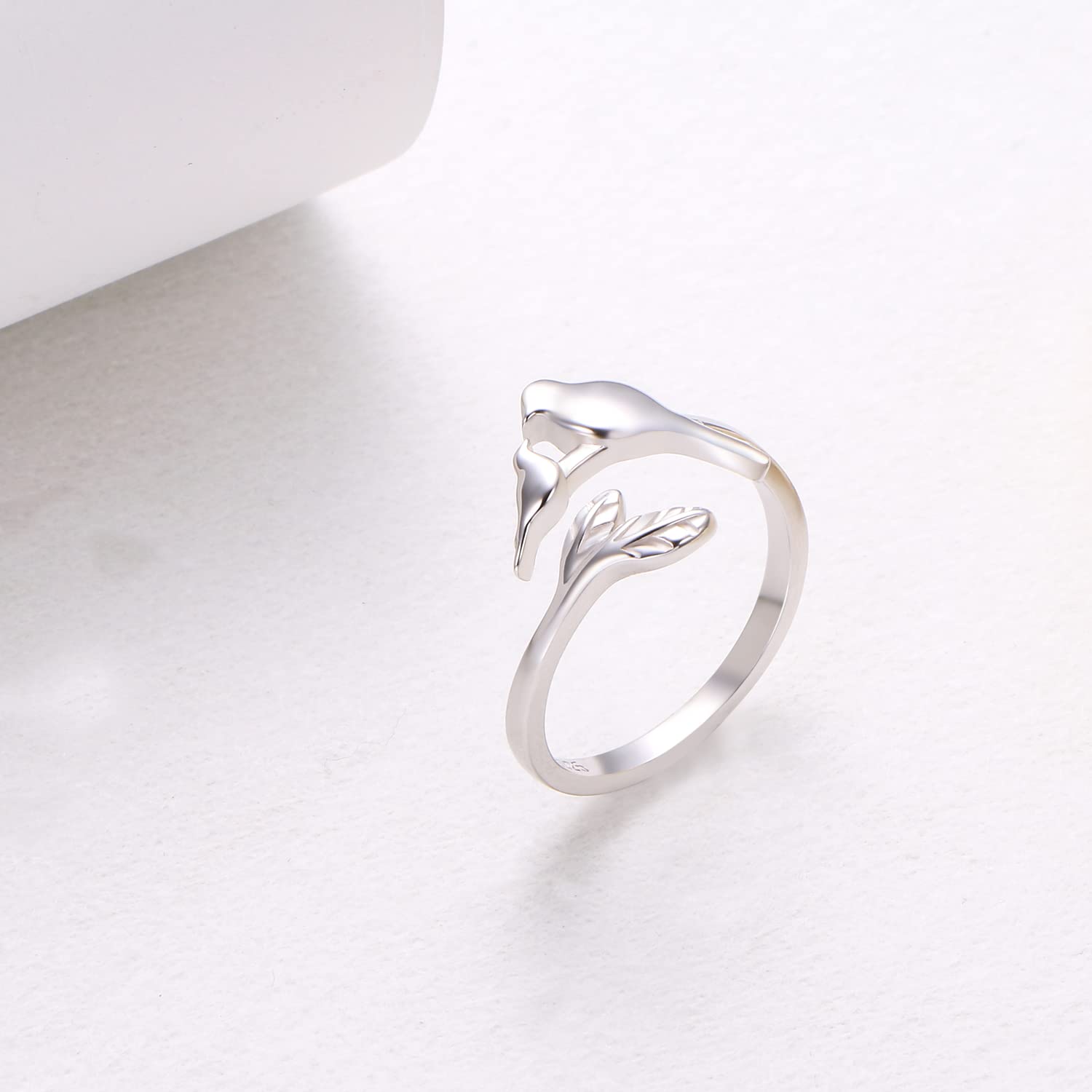 DAOCHONG Open Bird Ring 925 Sterling Silver 2 Birds on A Branch Animal Rings Jewelry Gift for Women