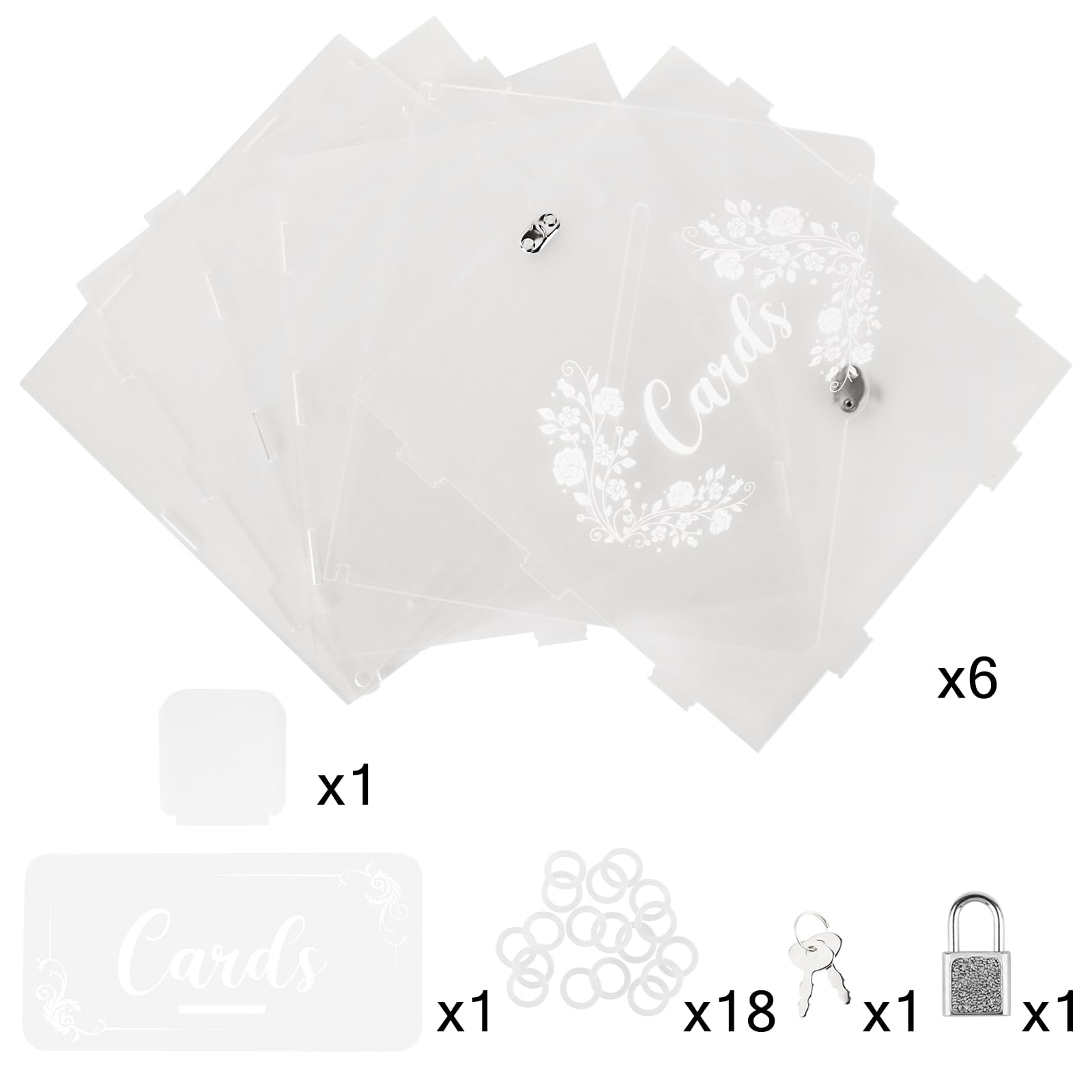 Hooqict Frosted Acrylic Wedding Card Box with Lock Large Rustic Gift Card Boxes for Reception, Party, Wishing Well, Money Box Holder, Graduation Decorations, Baby Shower