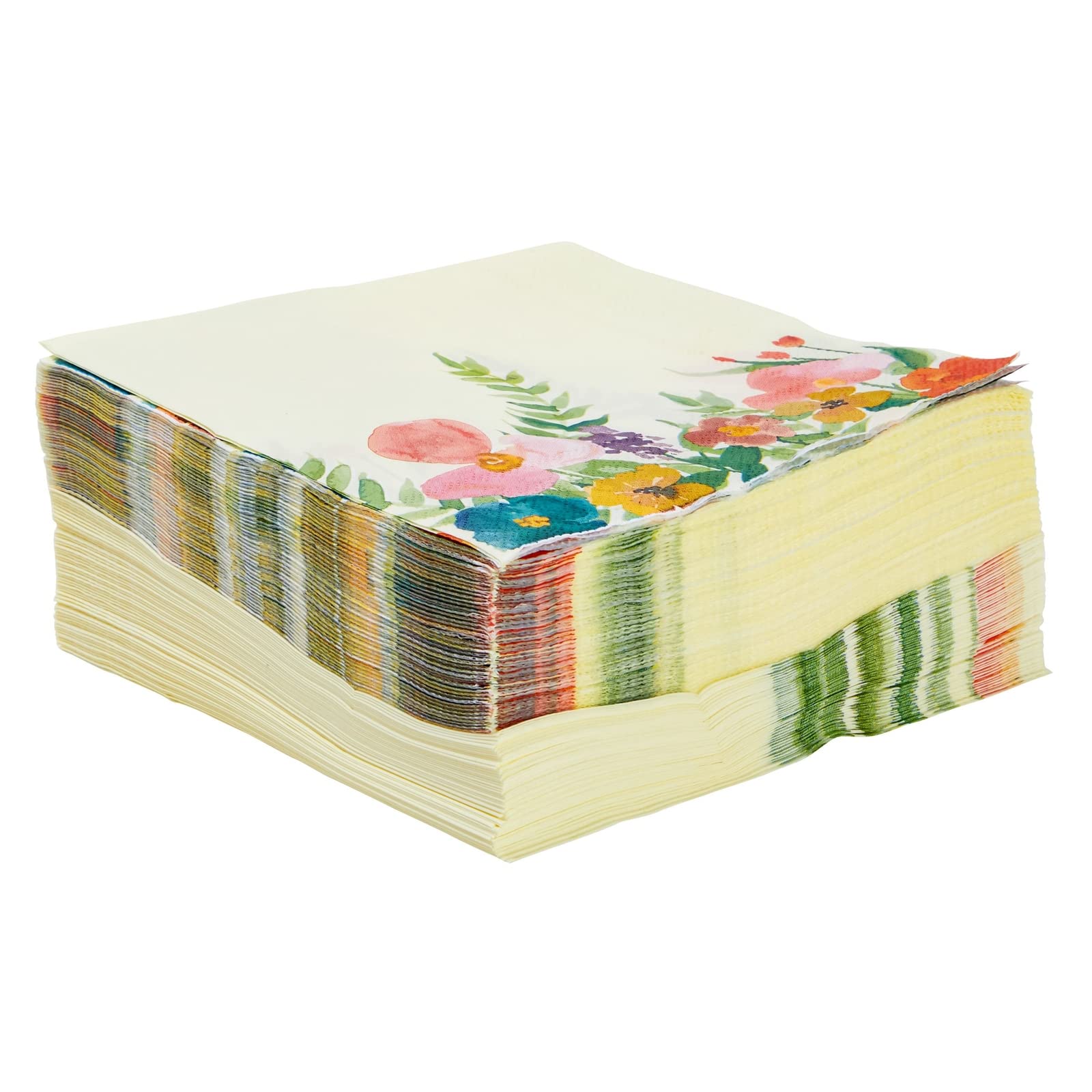 Juvale 100 Pack Vintage Style Disposable Floral Paper Napkins, 2-Ply, 6.5x6.5β, Napkins for Garden Bridal Shower, Tea Party, & Wedding
