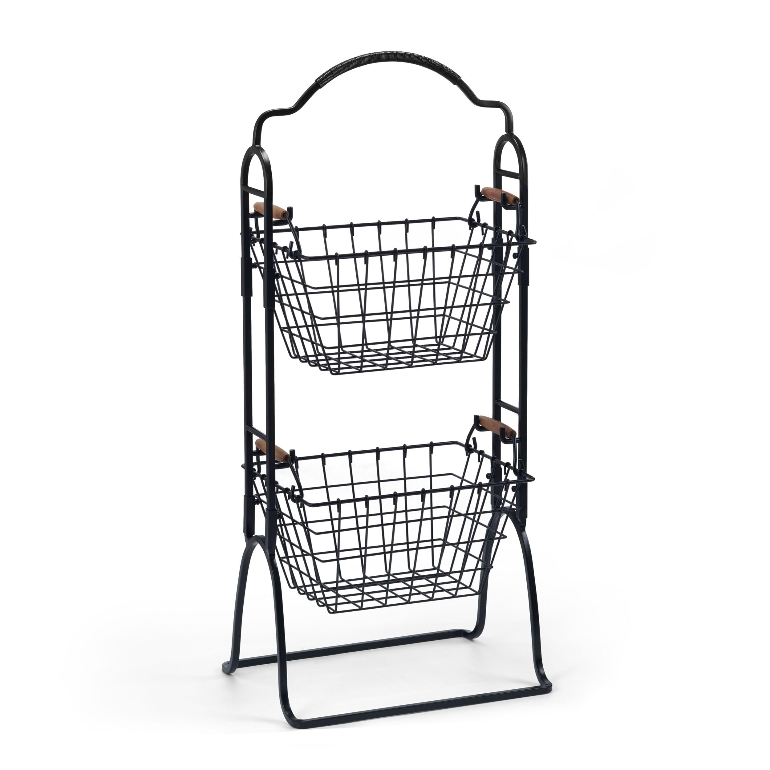 Gourmet Basics by Mikasa Pacific Floor Standing Storage Basket, 3 Tier, 48 x 16 x 13 Inch, Black