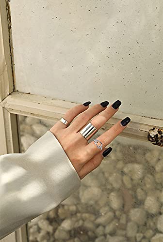 Cute Cat 925 Sterling Silver Open Band Ring for Women Girls Statement Expandable Adjustable Crystal Finger Rings Comfort Fit Delicate Jewelry Gift