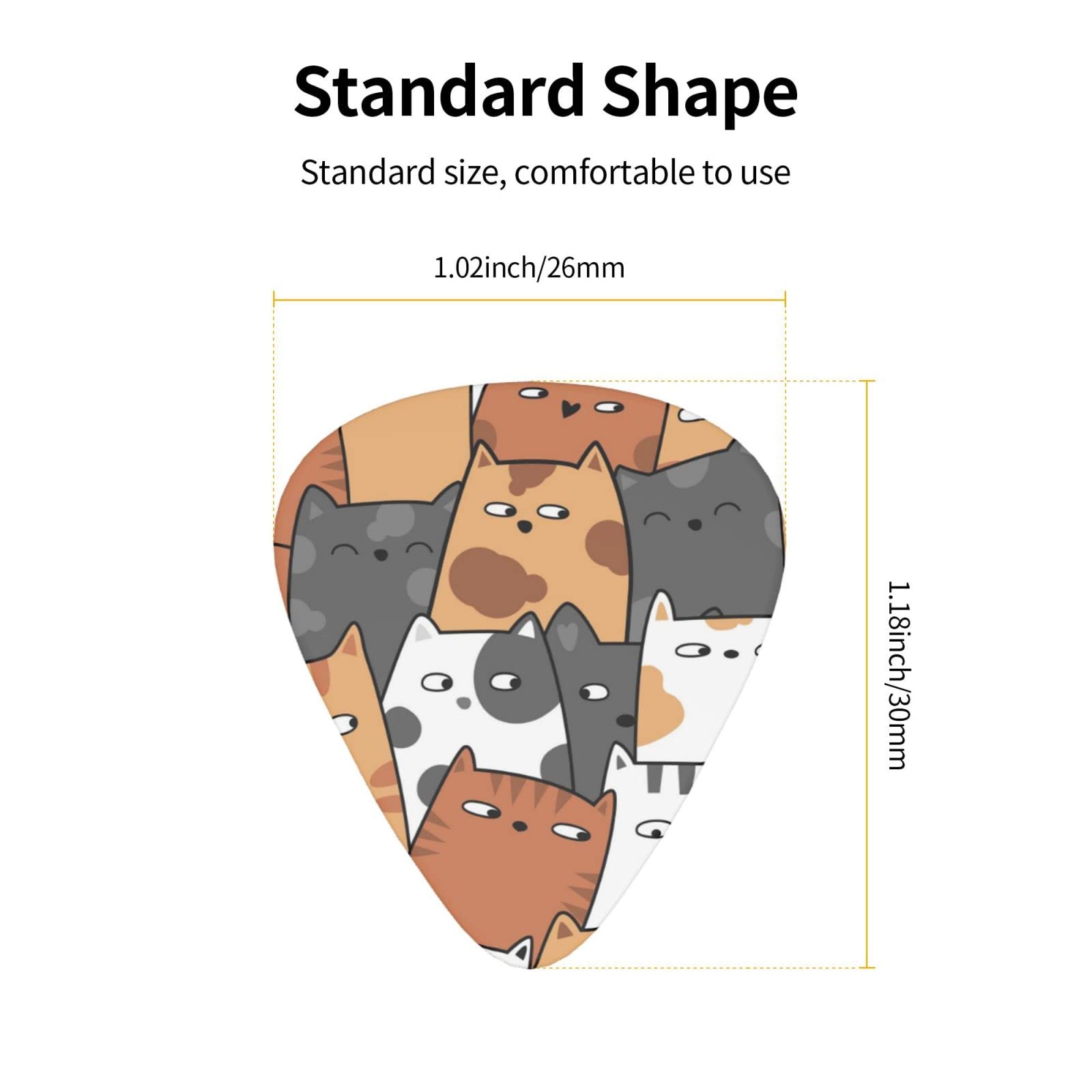 Cute Cat Guitar Picks For Guitar Players,Guitar Picks For Acoustic Guitar,Classical Triangle for Bass, Electric Acoustic Guitars 12 Pack