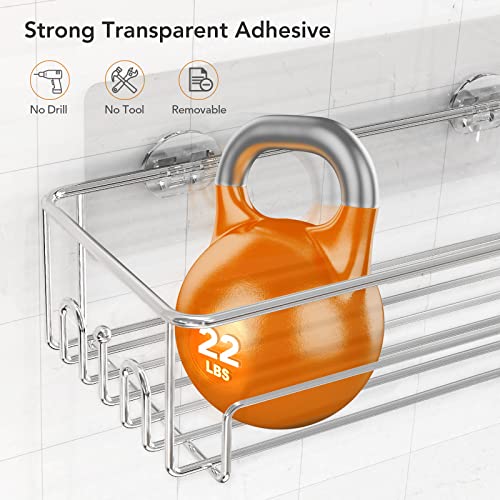 Shower Caddy Rack Organizer Wall Mount, HOMEASY rv Shower Organizer Adhesive No Drilling, 304 Stainless Steel Storage Shower Caddy Shelf with Hooks Soap Dish for Bathroom,Toilet,Kitchen,rv -2 Pack