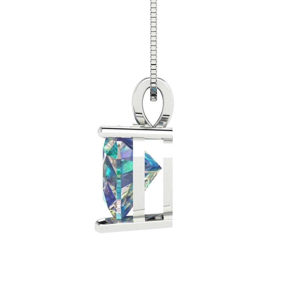 Clara Pucci 2.0 ct Heart Cut Designer Blue Moissanite Ideal Solitaire Pendant Necklace With 18" Gold Chain box Solid 18k White Gold