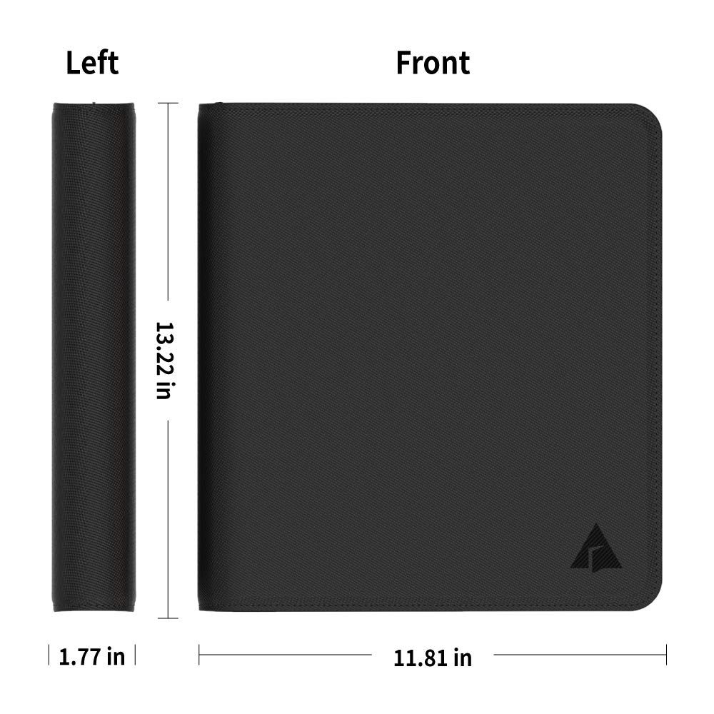 Rayvol Premium Zip Binder- 9 Pocket Fits 720 Trading Cards with 40 Deluxe Black Sleeves, Top Loading Card Album Folder for TCG