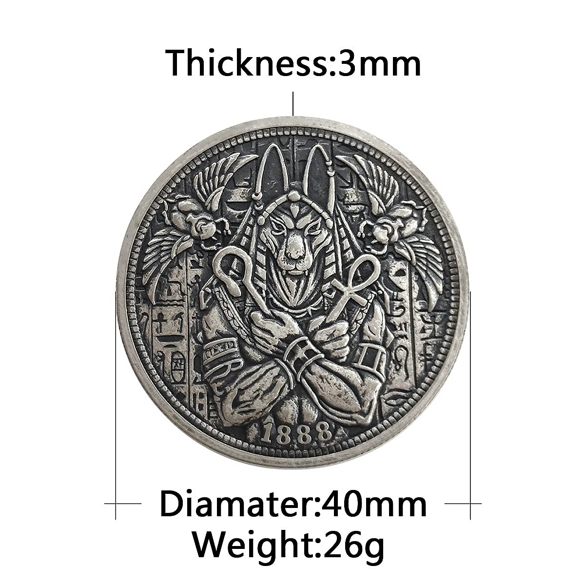 Egyptian Myth Azrael Anubis Werewolf Hobo Nickel Antique Silver Collection Challenge Coin Satan Series