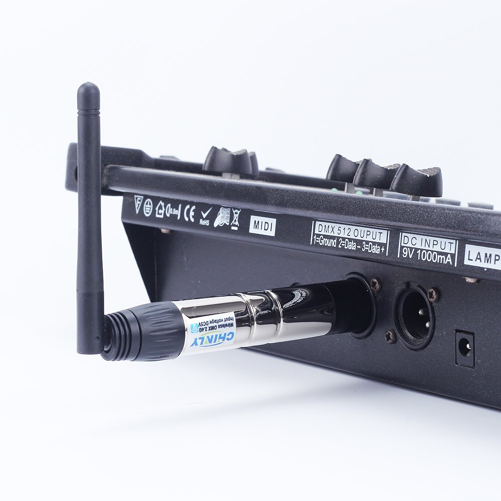 CHINLY 8pcs 2.4G DMX512 Wireless 1 Male Transmitter & 7 Female Receivers Control for Stage PAR Party Light