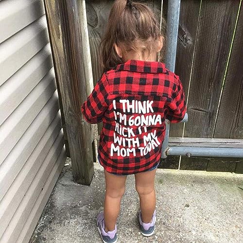 MERSARIPHY Toddler Baby Plaid Jacket Baby Boy Girl Button Down Shirt Tops Fall Winter Coat for Kid (Red Plaid, 6-12Months)