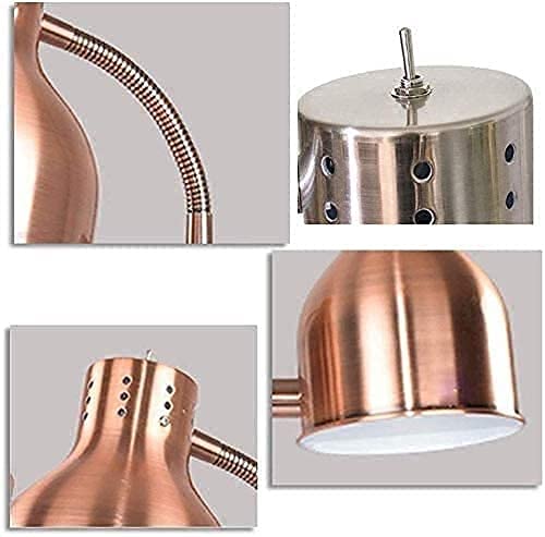 SZDYQ Kitchen Heat Lamp Food Warmer Single/Double Bulbs Buffet Carving Station lamp Display Heating Preservation Light,Portable 250 watt Heat Lamp (Color : Silver, Size : Double head)