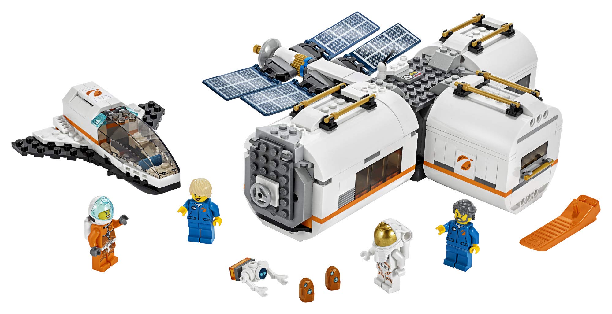 LEGO City Space Lunar Space Station 60227 Space Station Building Set with Toy Shuttle, Detachable Satellite and Astronaut Minifigures, Popular Space Gift (412 Pieces)