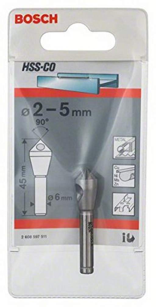 Bosch 2608597511 HSS-E Hole Type 90° Countersink, 6mm Shank, Blue