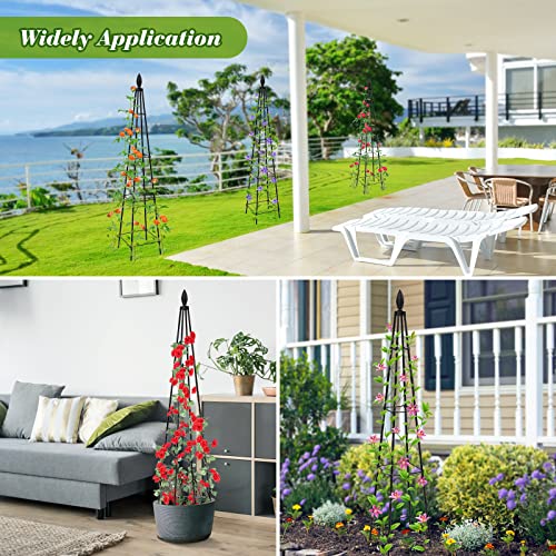 Garden Trellis for Climbing Plants Outdoor, 63 Inch Plant Support Trellis for Potted Plants, Tower Obelisk Trellis for Vines, Rose, Clematis, Flower Stands Plant Support Frame, Tomato Cage (1 Pack)