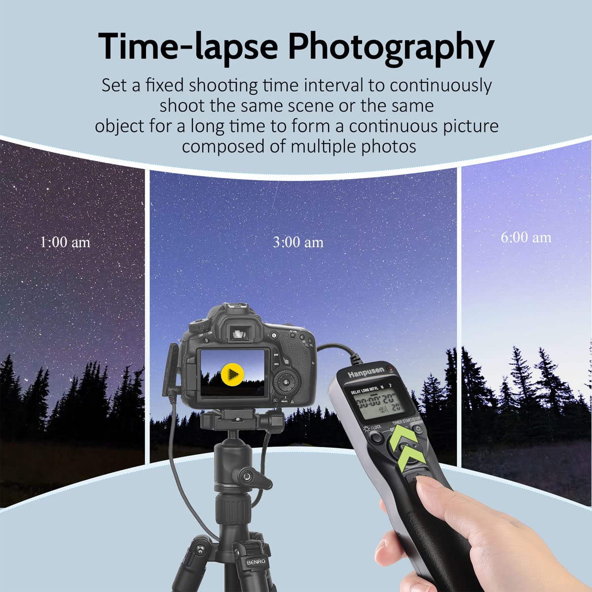 Camera Remote Timer Intervalometer Shutter Release Compatible with Nikon D3, D4, D4s, D5, D6, D850, D810, D800, D700, D500, D300, D200, F6, F100, F5, F90, N90s, D1X, D2H; Replaces Nikon MC-30A