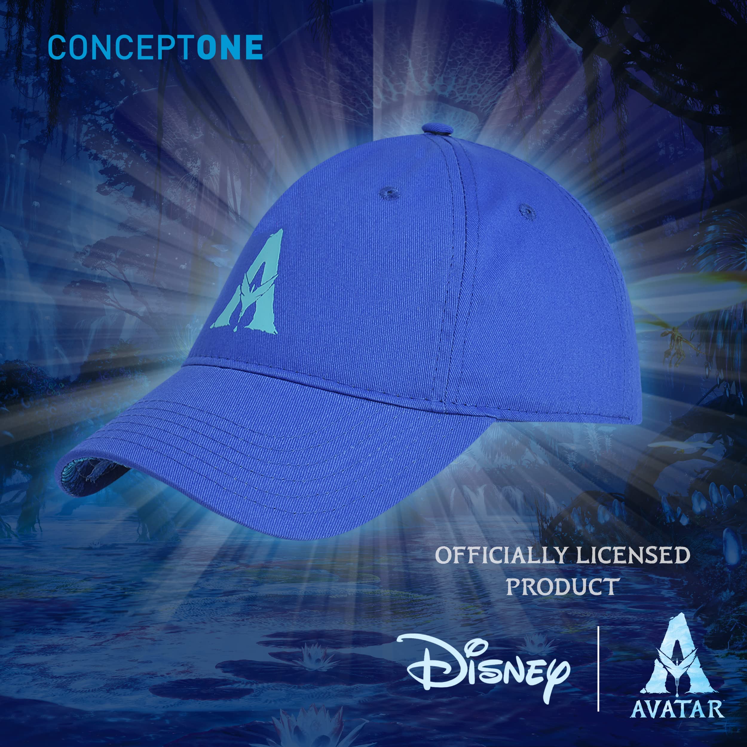 Concept One Disney Avatar: The Way of Water Dad Hat, Cotton Adjustable Baseball Cap with Curved Brim, Blue, One Size