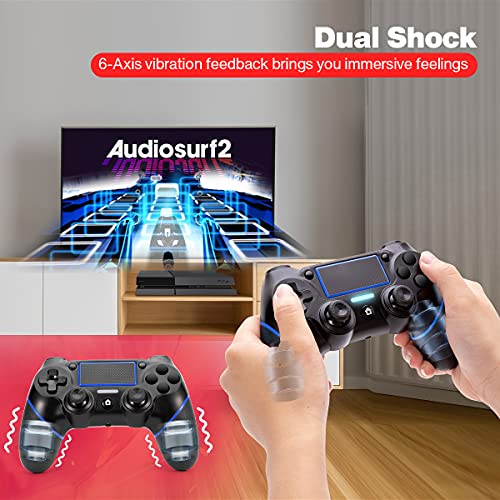 PPCgrop Wireless PS4 Controller Remote Controller Compatible with PS4/Slim/Pro, Wireless Gams Controller with Dual Vibration, 6-Axis Motion, Audio Function, Mini LED Indicator