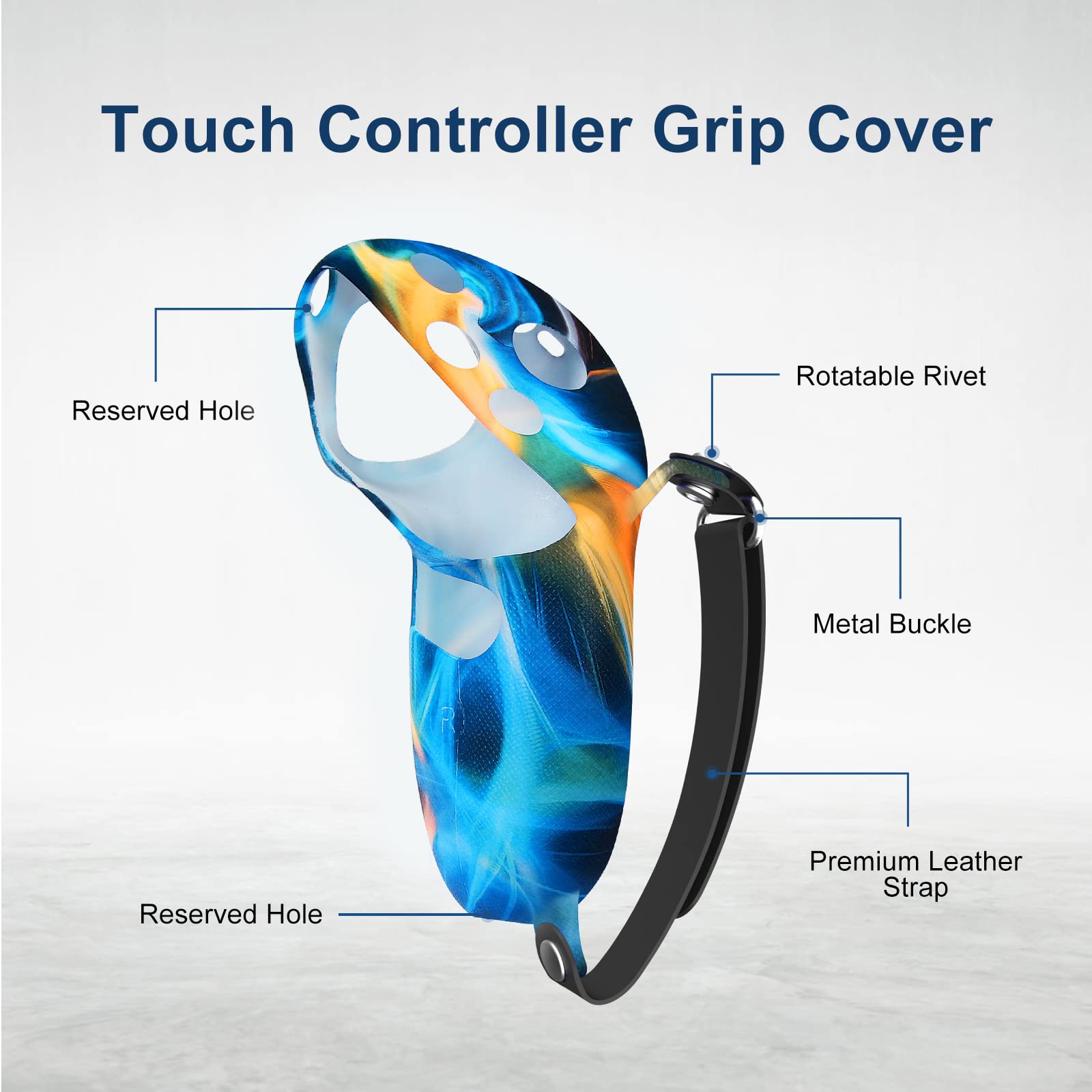 Compatible with Meta Quest Pro Accessories, Silicone Grip Cover Protector with Knuckle Straps for Quest Touch Pro Controller, Anti-Throw/Steady Signal/Unobstructed Camera Tracking (Aurora)
