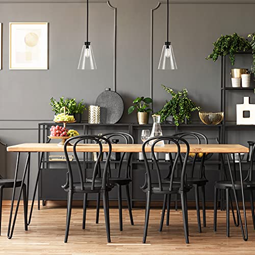Globe Electric 61258 Gizele 1-Light Pendant Lighting, Matte Black, Seeded Glass Shade, 60W Vintage Edison Incandescent Bulb Included