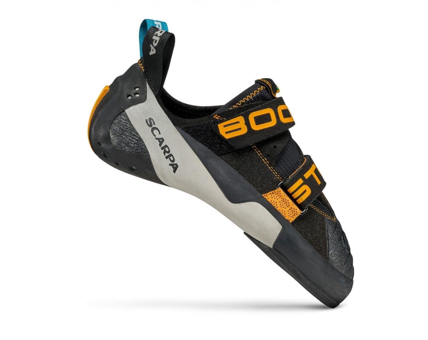 SCARPA Booster Vegan Rock Climbing Shoes for Sport Climbing and Bouldering - Specialized Performance for Sensitivity and Support - Black/Orange - 7