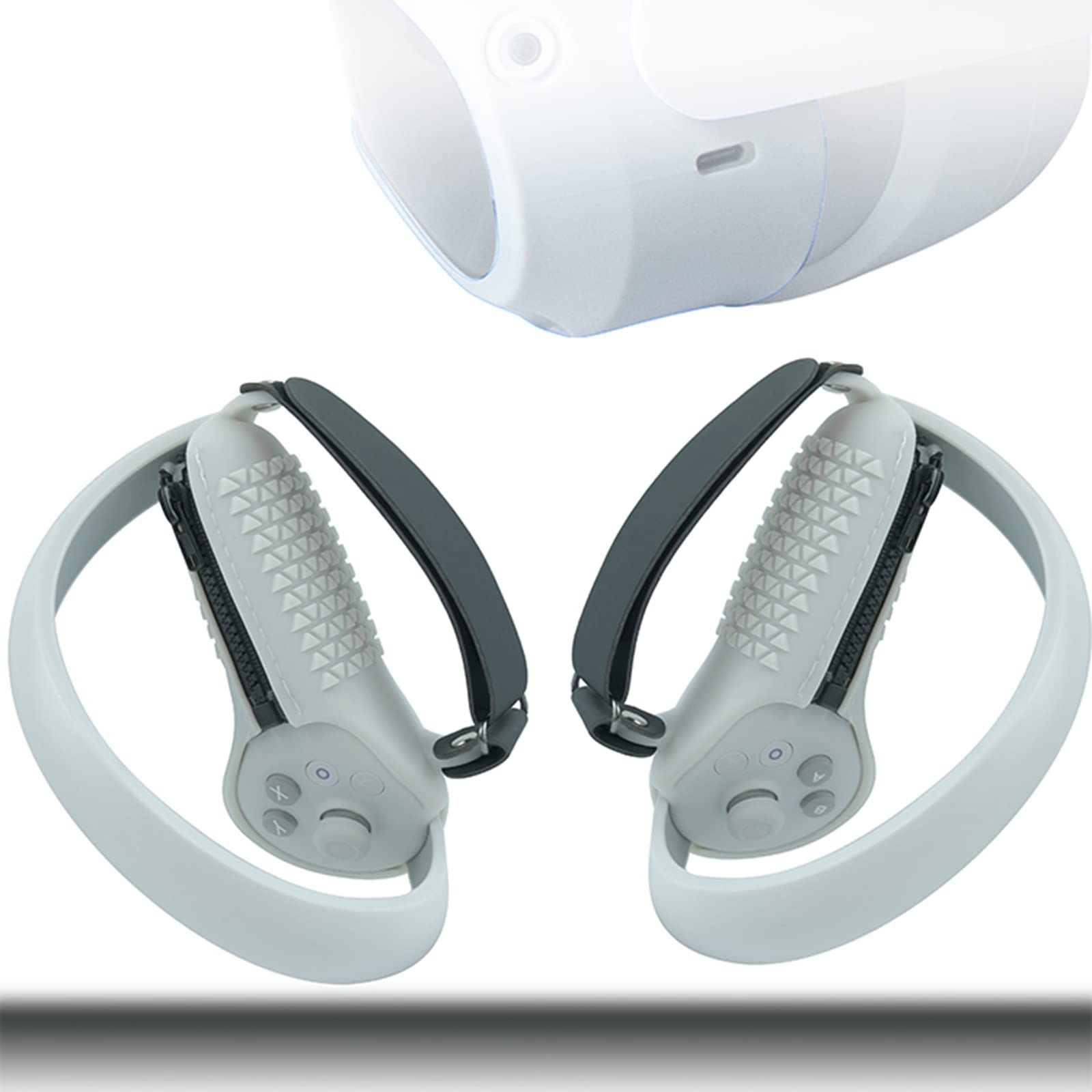 Compatible with Pico 4 VR Handle Sleeve Anti-Throw Controller Handle Strap,Touch Controller Grip Cover&Anti-Slip Adjustable Knuckle Strap for Pico 4