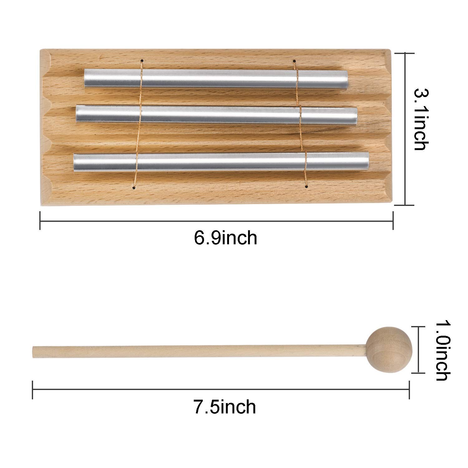 Meditation Trio Chime, Three Tone Solo Percussion Instrument for Prayer, Yoga, Eastern Energy Chime for Meditation and Classroom Use