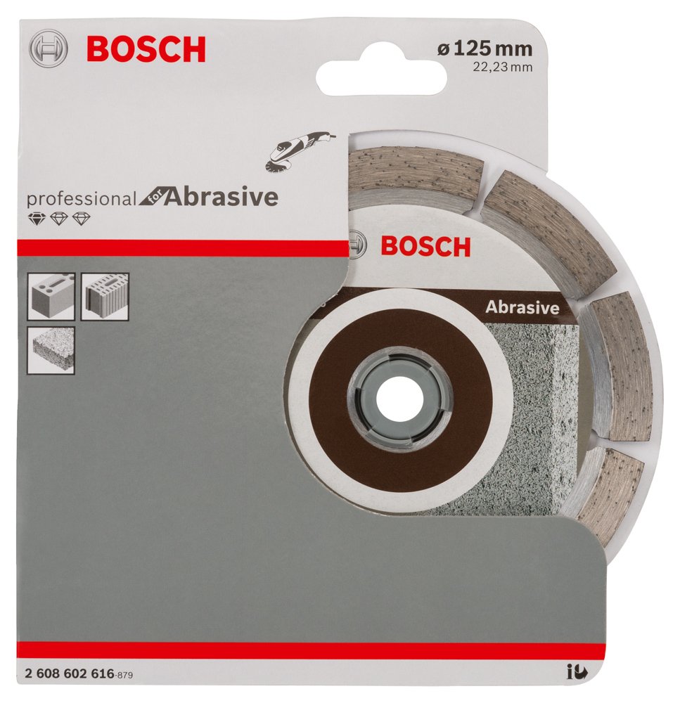 Bosch 2608602616 Professional for Abrasive Diamond Blade with a Bore/Reduction Ring, 125mm Ø, 22.23mm x 6mm x 7mm