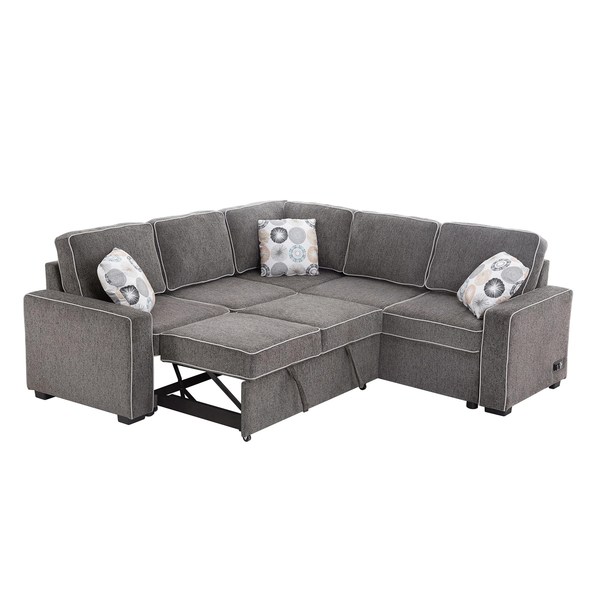 LUMISOL U Shaped Modular Sectional Sofa with Wide Chaise Lounge, Oversized Modern Sofa with Solid Wood Legs Support, Upholstered Fabric Sofa for Living Room, Office, Spacious Space