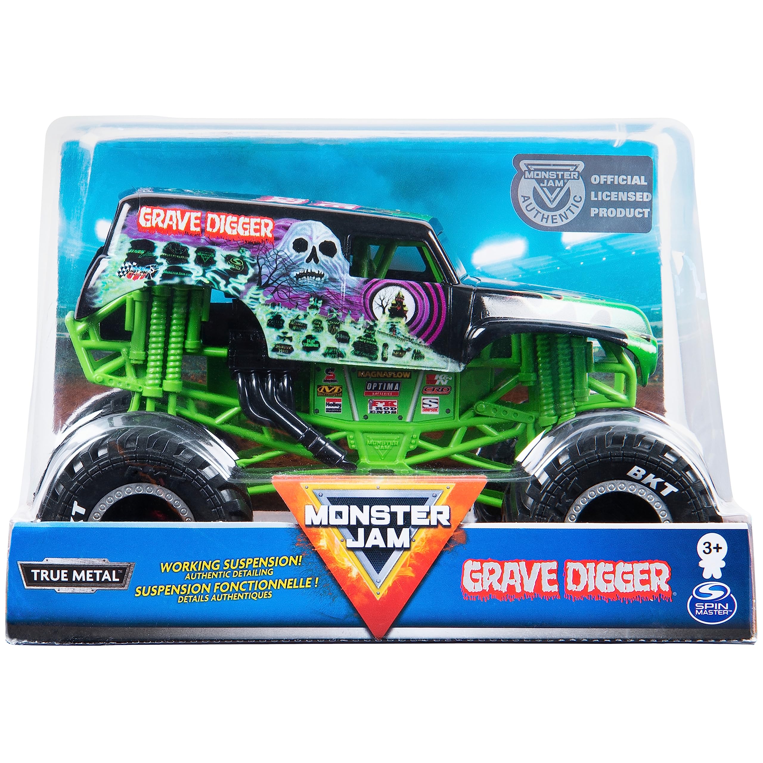 Monster Jam, Official Grave Digger Monster Truck, Die-Cast Vehicle, 1:24 Scale
