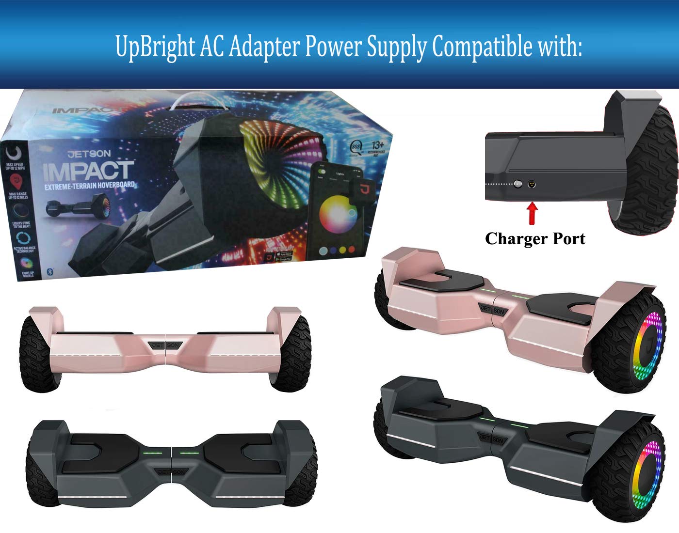 UpBright 3-Prong AC/DC Adapter Compatible with Jetson Impact JIMPAC 25.2V 4.0Ah Lithium-Ion Battery Hooverboard Extreme-Terrain Hover Board JIMPAC-Gry JIMPAC-BLK JIMPAC-RGD 29.4V Power Supply Charger