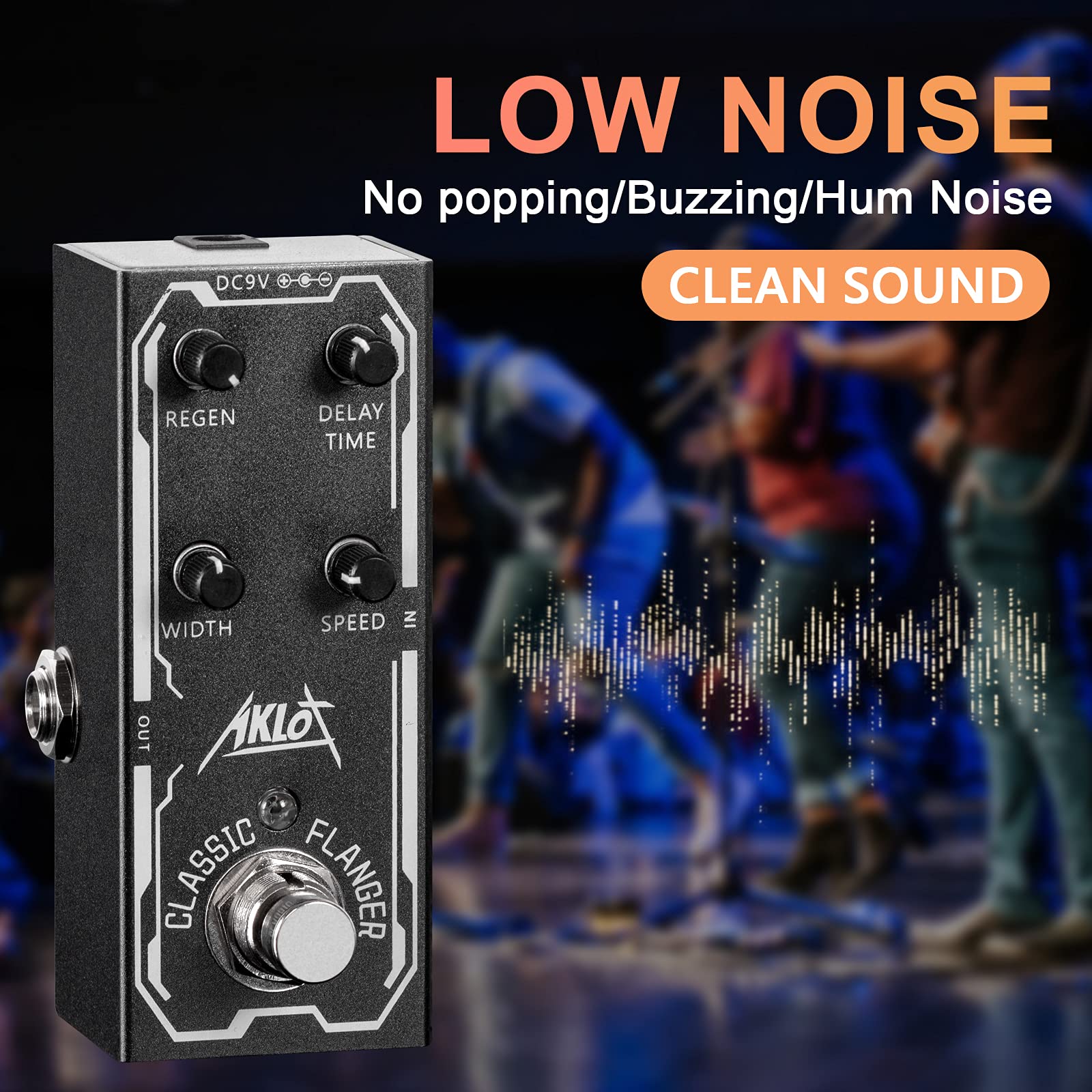 Classic Flanger Guitar Pedal, AKLOT Electric Effects Pedals Mini Single Type DC 9V True Bypass