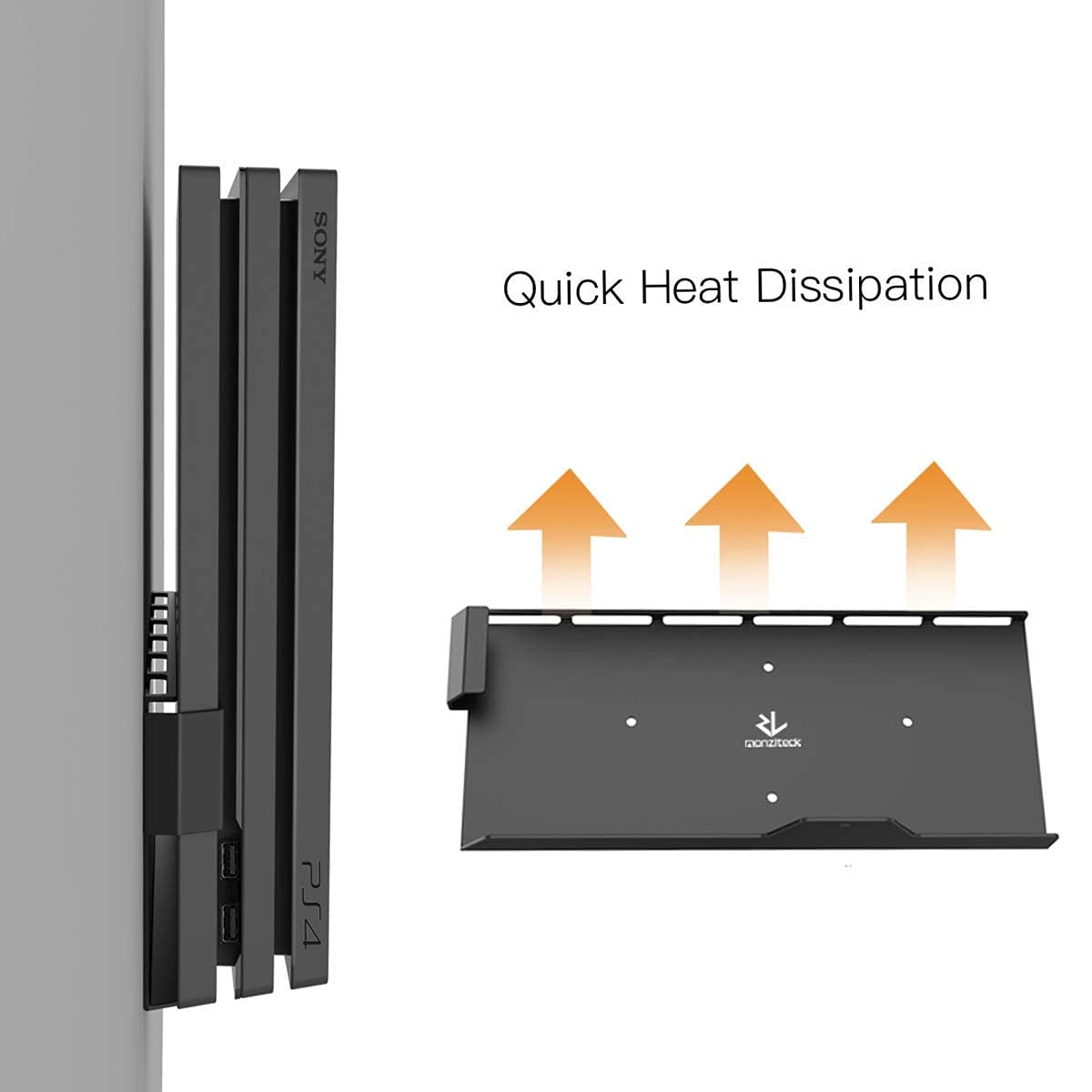Monzlteck Wall Mount for PS-4 pro,Near or Behind TV, Space Saving,Easy to Install