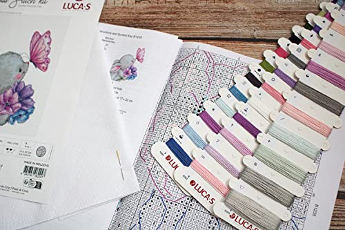 Luca-S Cross Stitch Kit - Rabbit and Butterfly, Counted Cross Stitch Kit, Embroidery Needlecraft Kit