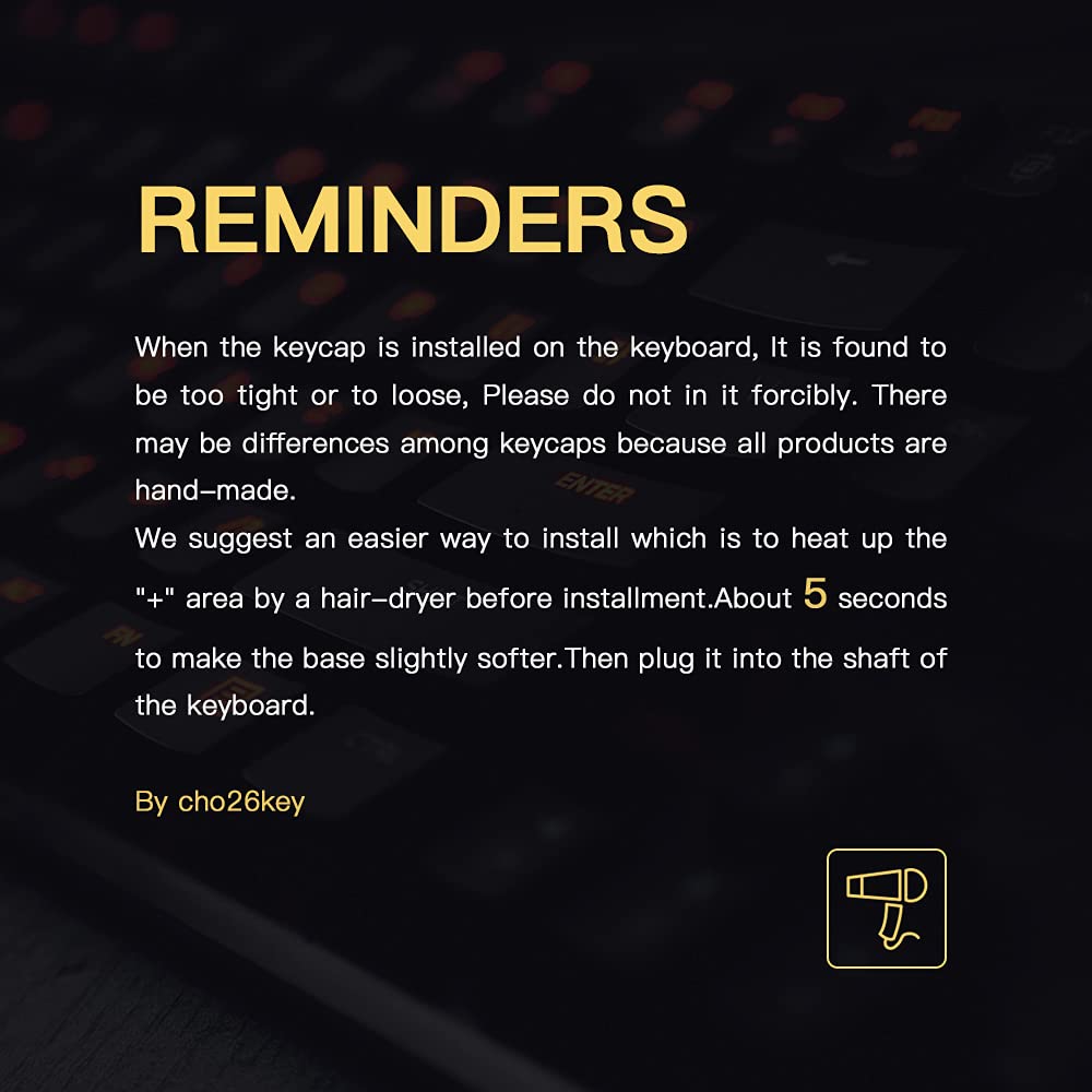 cho26key Gaming Keycaps for Cherry MX Switches(OEM R4) Hand Made Resin Key caps… (Black Koi（R4）)