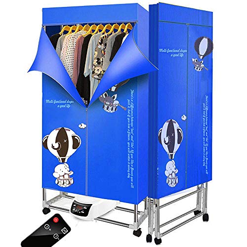 Clothes Dryer 110v-240v Foldable Electric Portable Household Folding-Dry Machine with Remote Control Adjustable Timer Low Noise for Home,Laundry,Apartment 1500W (Blue-Elephant)